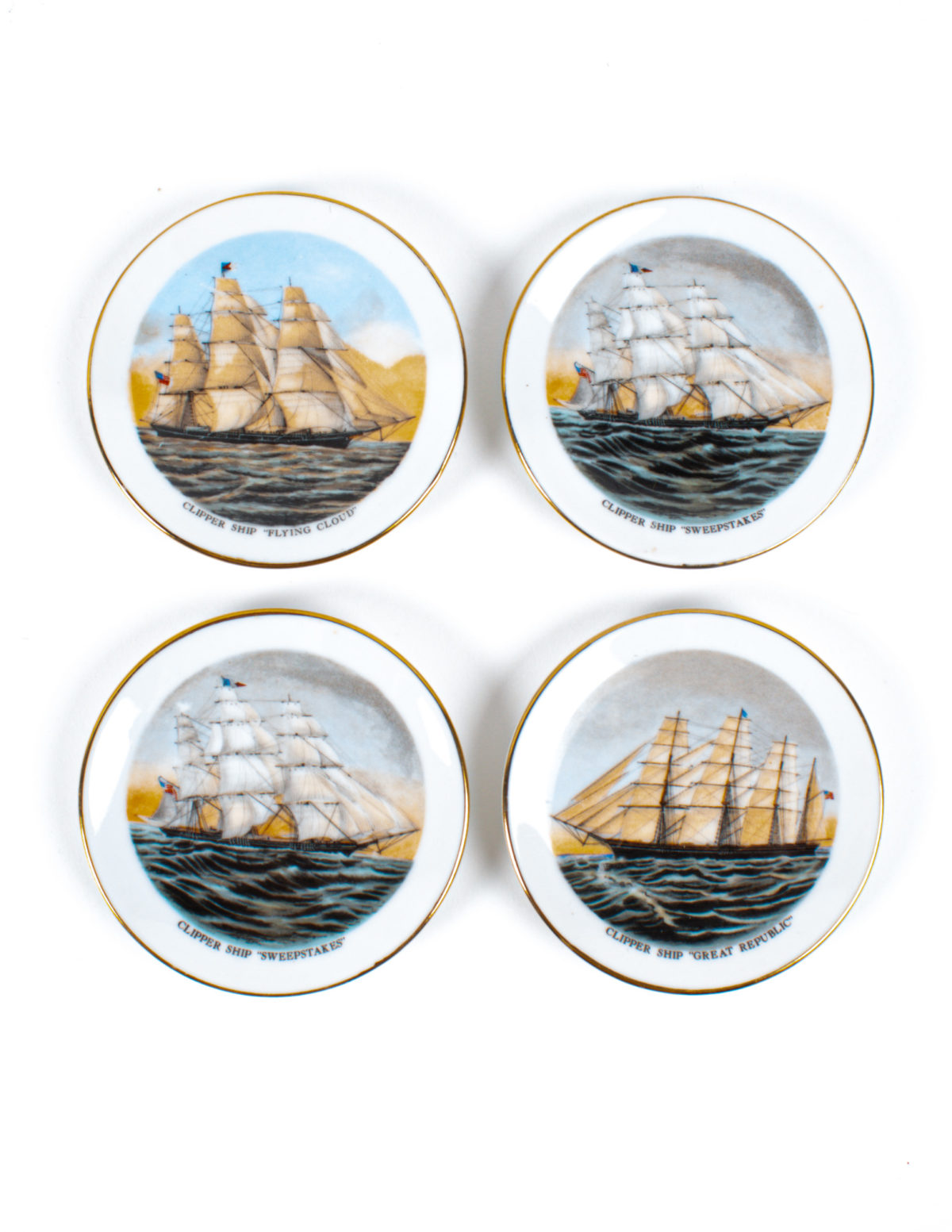 Laiva-aiheiset pienet seinälautaset, 4kpl - Turun Ekotori